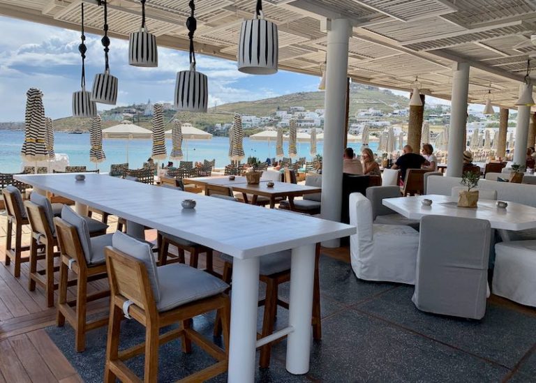 Pasaji Beach Club & Restaurant in Ornos Beach, Mykonos