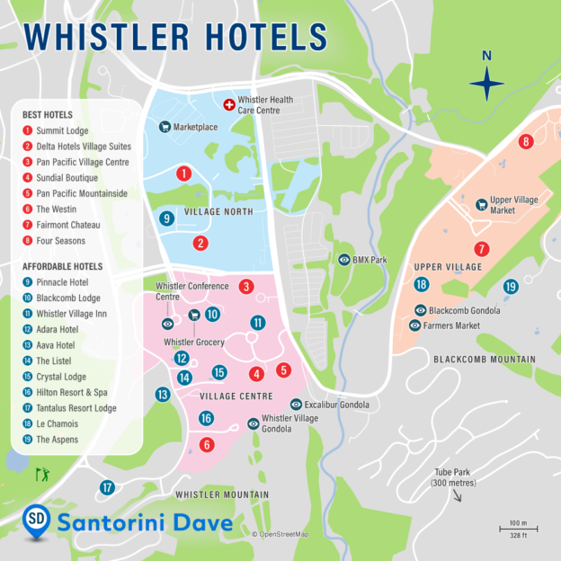 Whistler Hotel Map - 19 Best Ski Resorts & Places To Stay