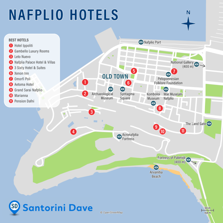 NAFPLIO HOTEL MAP - 11 Best Places to Stay