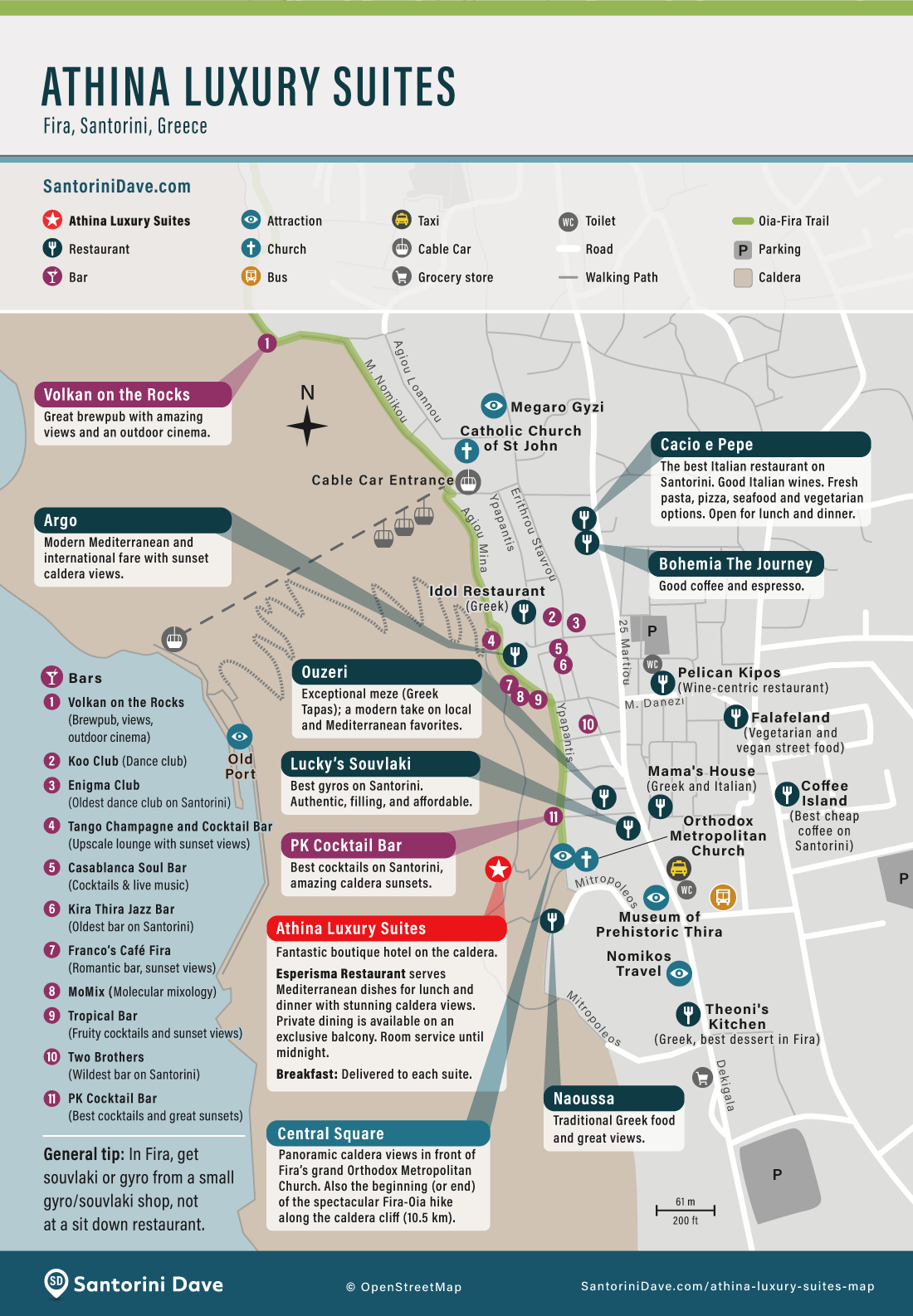 Map of Athina Luxury Suites - Fira, Santorini, Greece