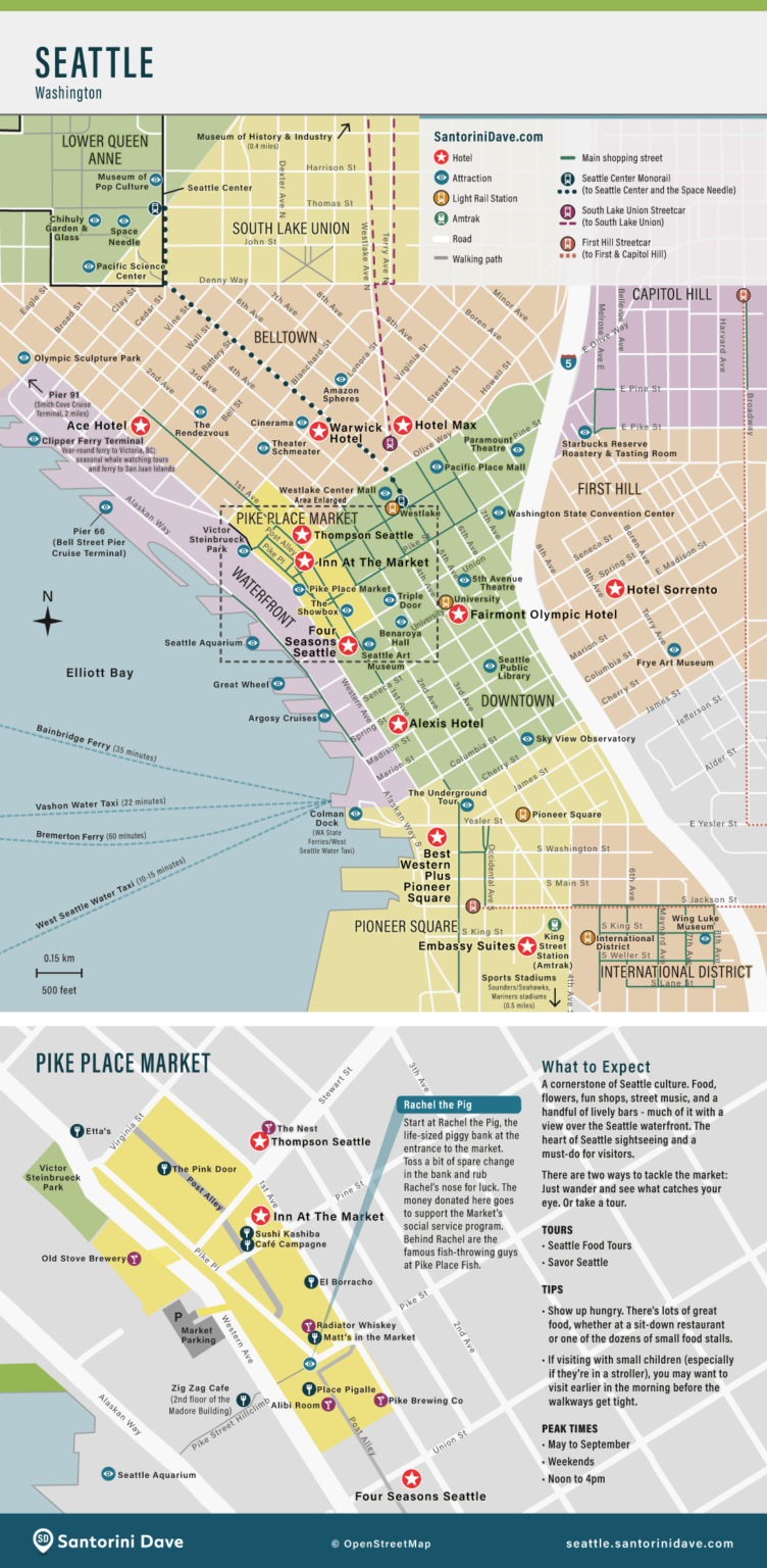 Maps of Seattle - Downtown, Belltown, Cruise Port & Pike Place Market