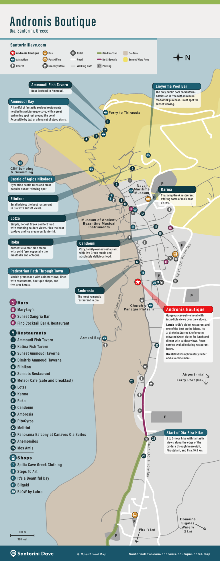Map of Andronis Boutique Hotel - Oia, Santorini, Greece