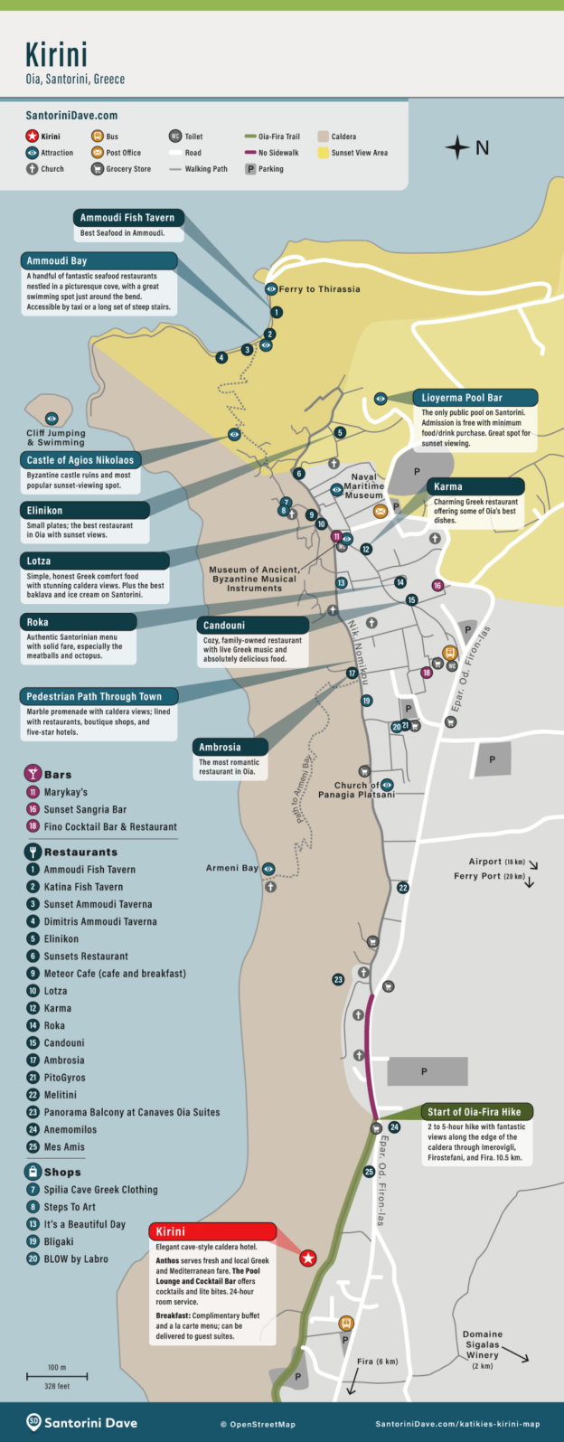 Map of Katikies Kirini Hotel - Oia, Santorini, Greece
