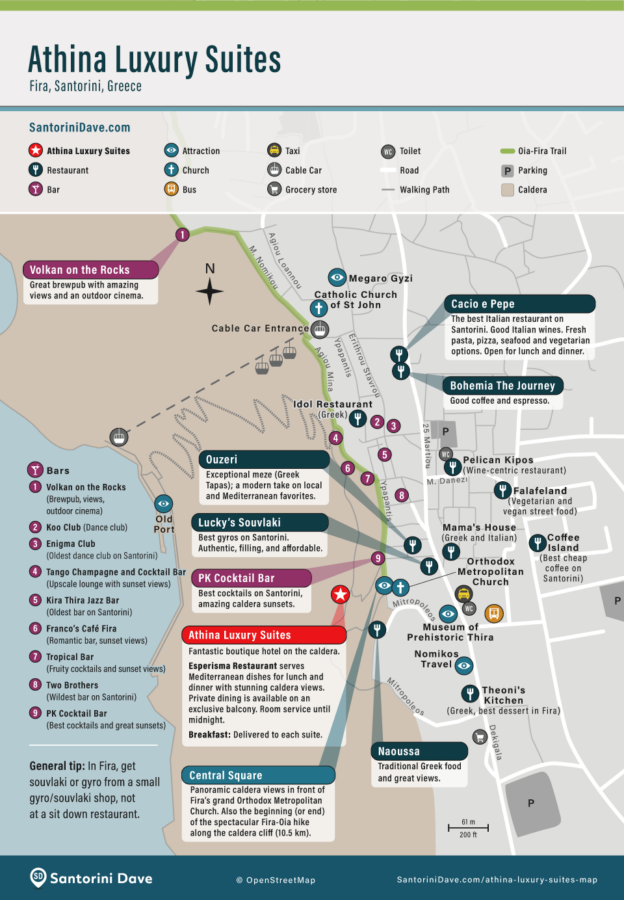 Map of Athina Luxury Suites - Fira, Santorini, Greece
