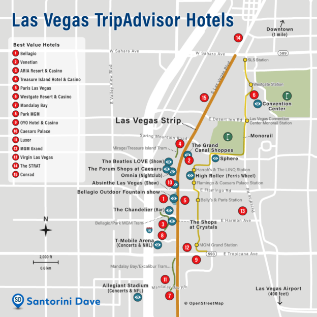 LAS VEGAS HOTEL MAP - The Strip